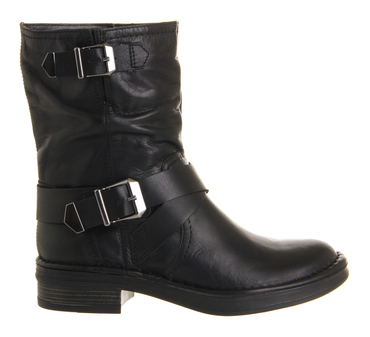 OFFICE Back Track Black Leather - Women's Ankle Boots