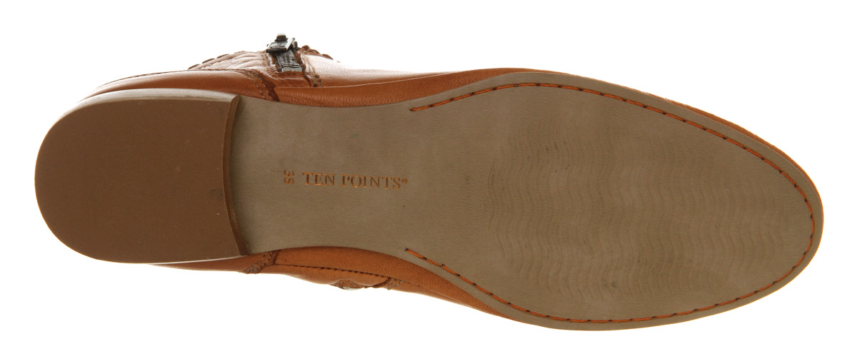 Ten Points Toulouse Zip boots Cognac Leather - Women's Ankle Boots