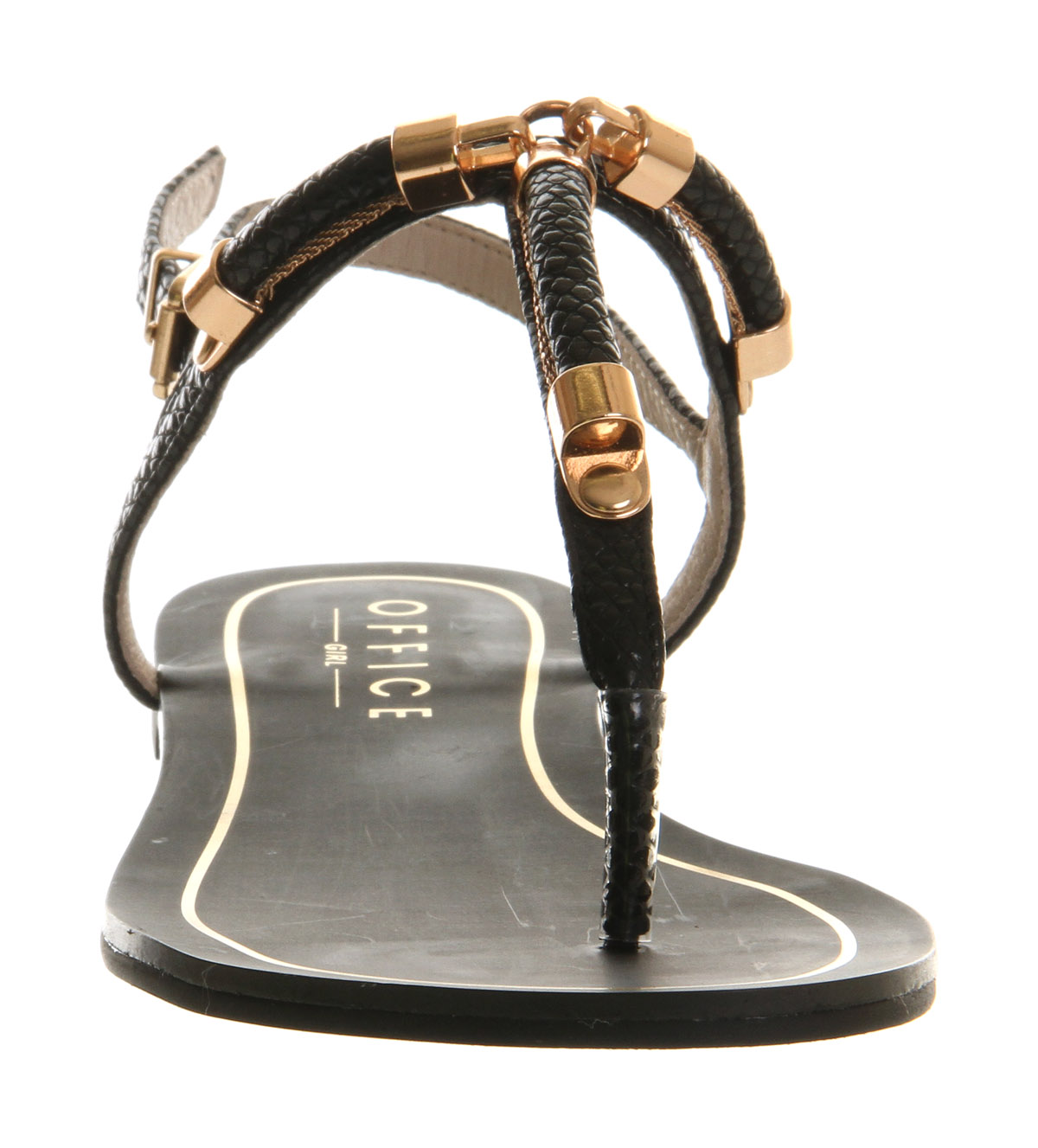OFFICE Harlow Toe Post Black Snake - Women’s Sandals