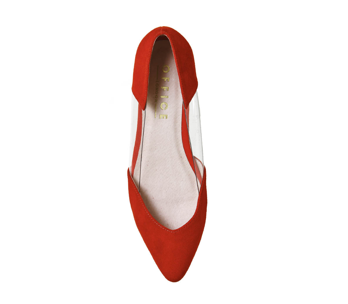 OFFICE Detour Point Pumps Red Suede - Flat Shoes for Women