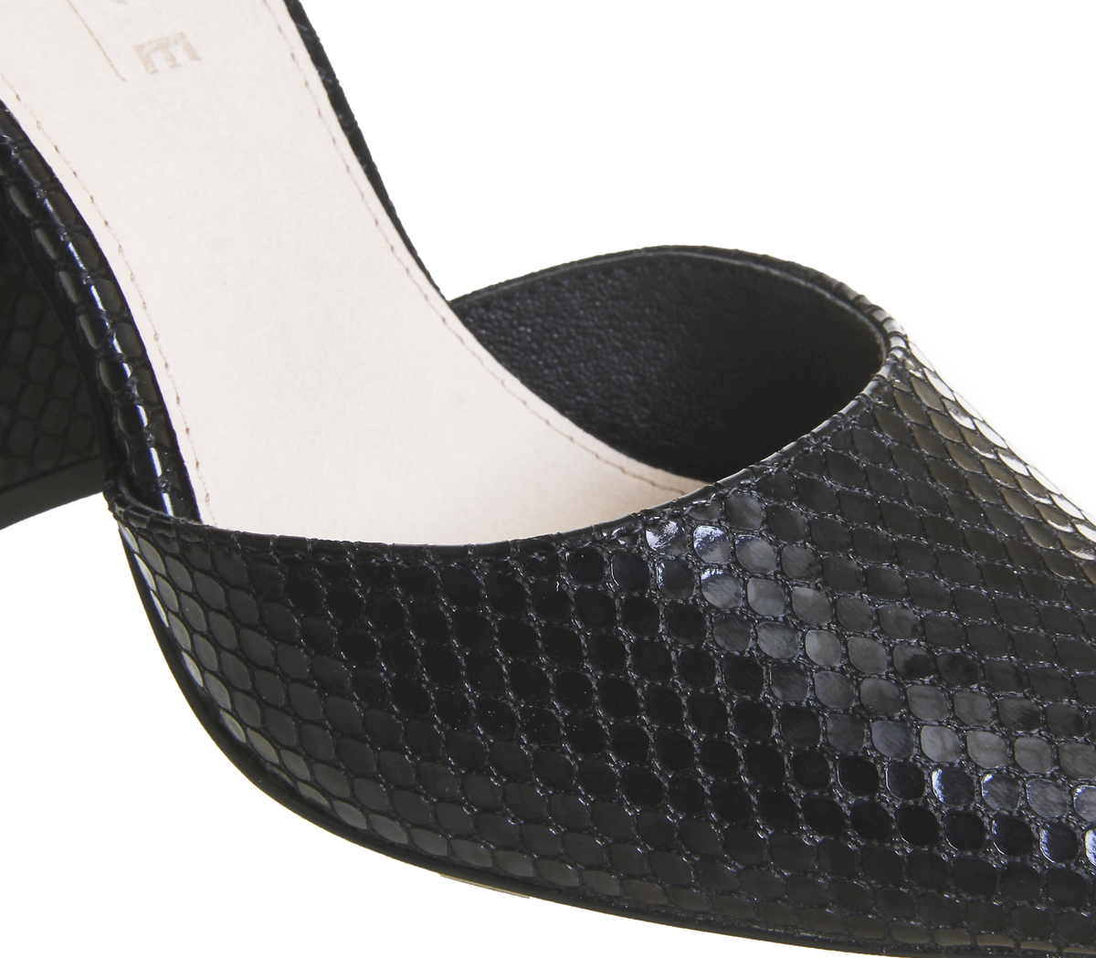 OFFICE Alexa Point Block Heels Black Snake - High Heels