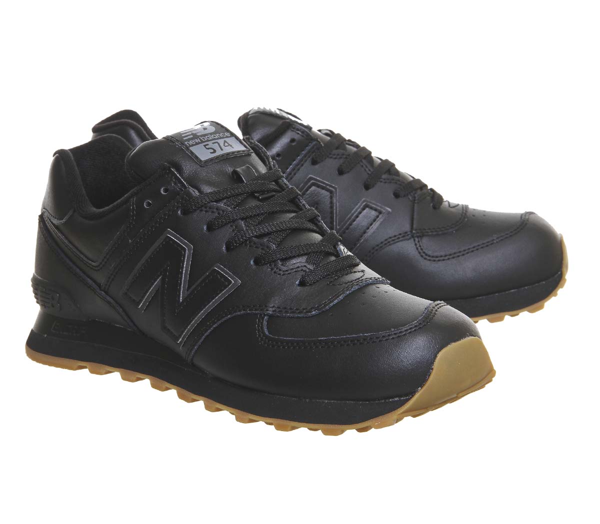 New Balance New Balance M574 Black Leather Gum - Unisex Sports