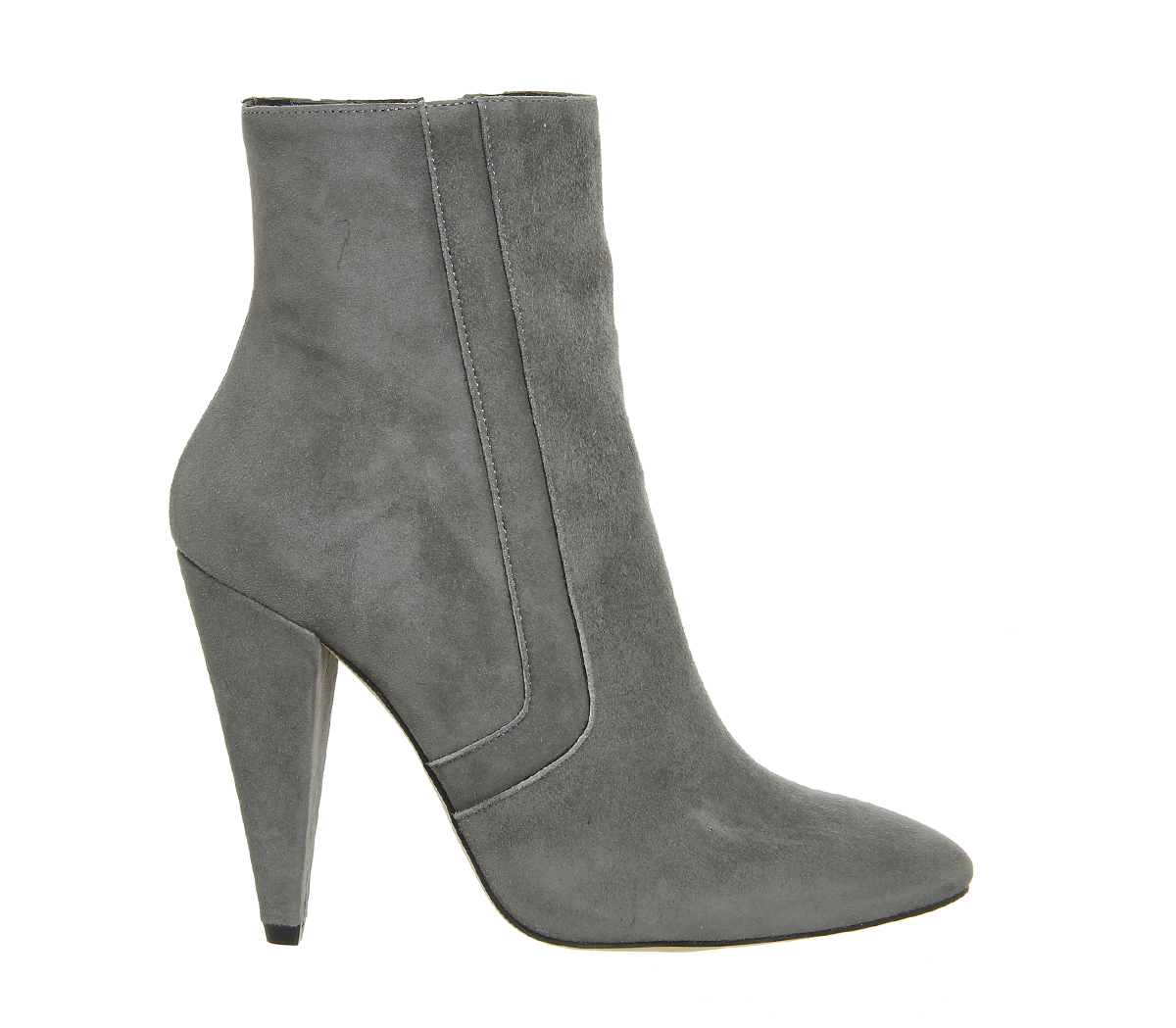 OFFICE Invoke Cone Heel Boots Grey Suede - Women's Ankle Boots