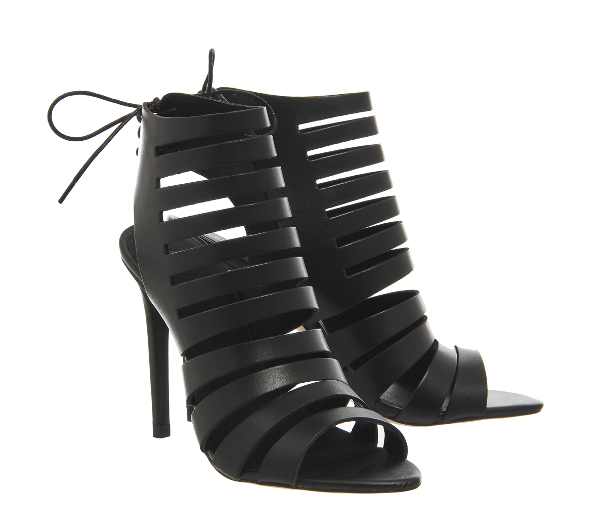 OFFICE Tangle Strappy Cut Out Heels Black Leather - High Heels