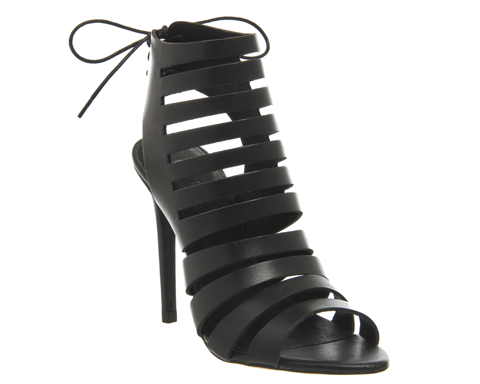 OFFICE Tangle Strappy Cut Out Heels Black Leather - High Heels