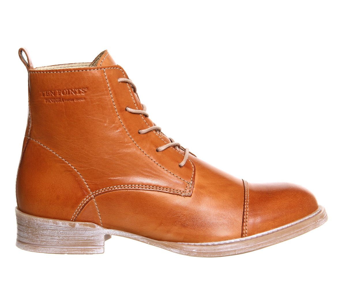 Ten Points Pandora Lace boots Unlined Cognac Leather - Women's Ankle Boots