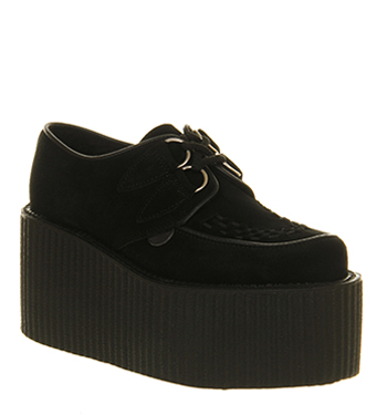 Underground Triple Sole Creeper Black Suede - Flat Shoes for Women