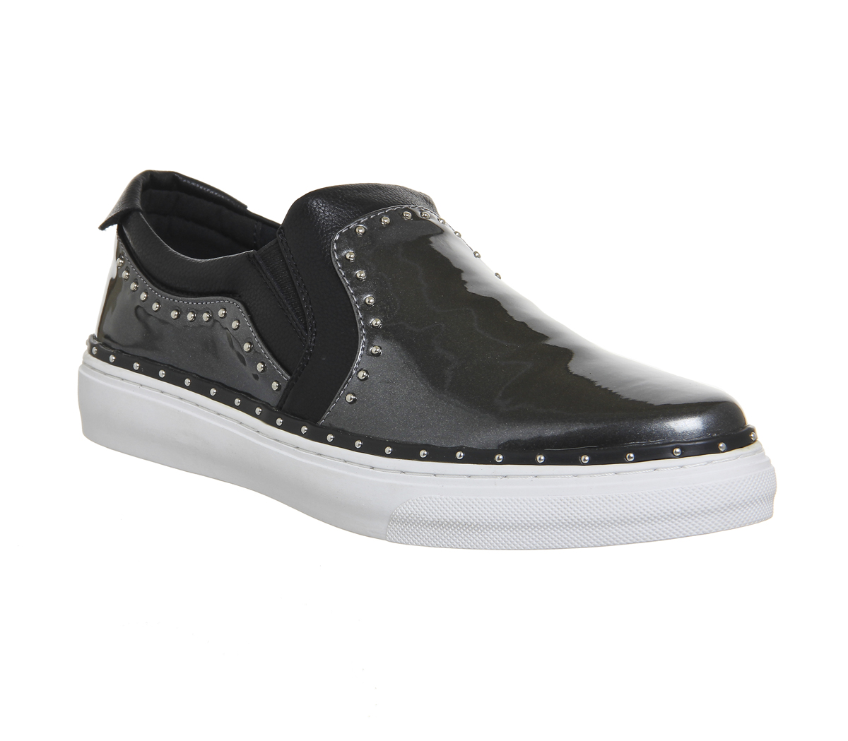 OFFICE Precious Studded Slip On Trainers Silver Pewter - Flat Shoes for ...