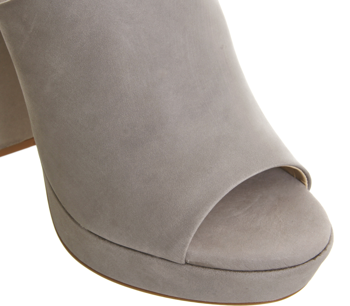 OFFICE Name Drop Platform Mules Light Grey Nubuck - High Heels