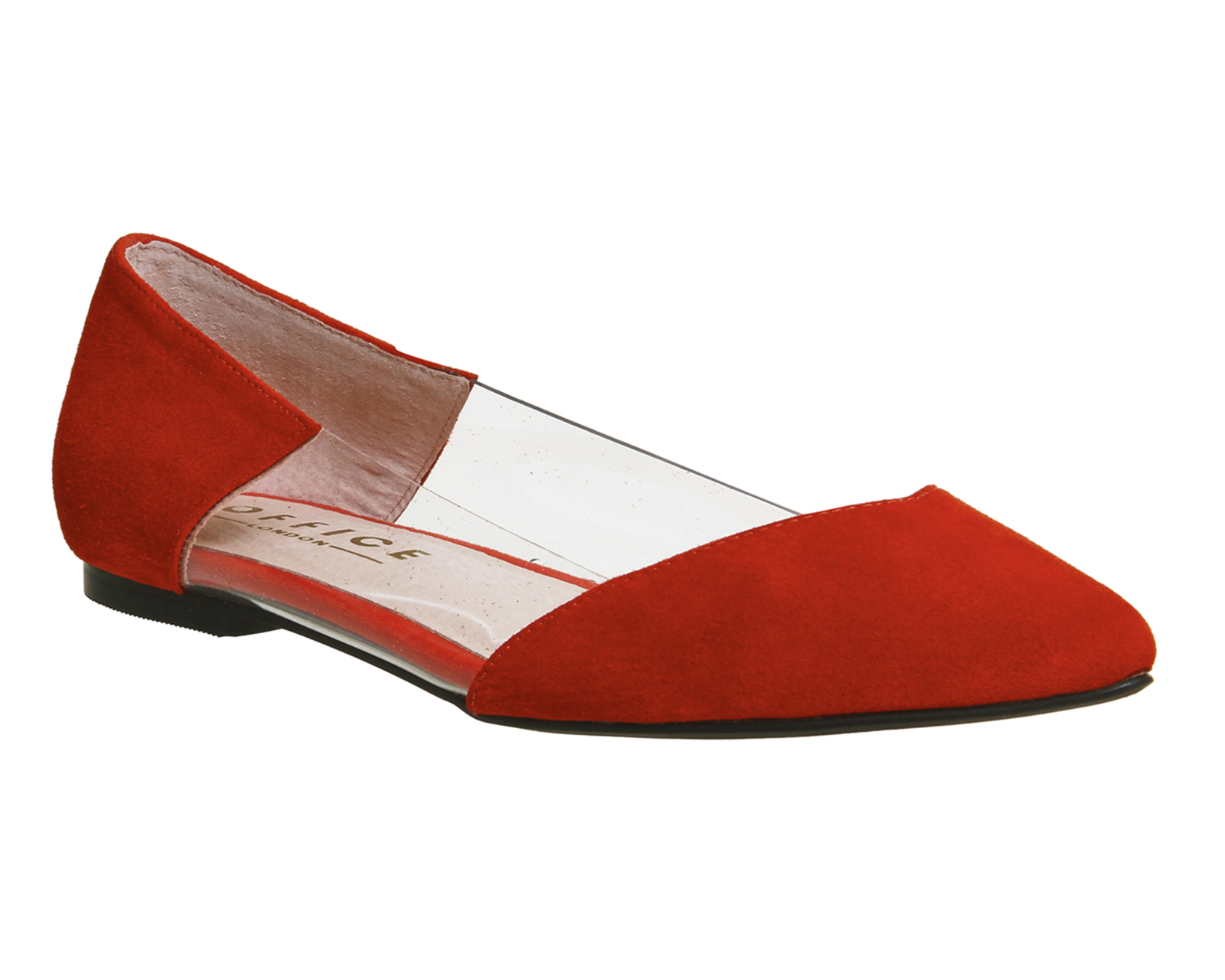 OFFICE Detour Point Pumps Red Suede - Flat Shoes for Women