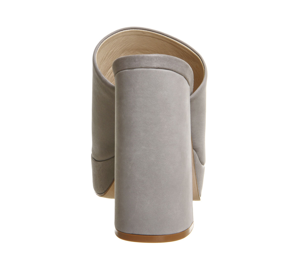 OFFICE Name Drop Platform Mules Light Grey Nubuck - High Heels